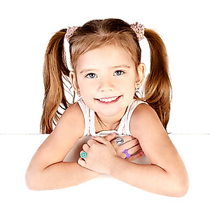 WATINC 24Pcs Adjustable Princess Pretend Jewelry Rings, Girl’s Jewelry Dress Up Play Toys, Rhinestone Gift Set in Box for Little Girls, No Duplication Diamond Ring for Children, Party Favors for Kids