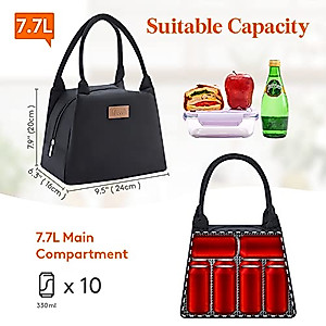 Lifewit Lunch Bag for Women Men Medium, Insulated Lunch Box, Reusable Lunch Tote Bag for Meal Prep, Work, Travel, Black