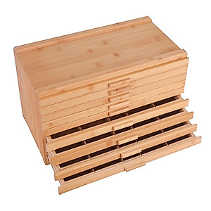 Vencer 9 Drawer Large Capacity Bamboo-Wood Artist Supply Storage Box with Separate Compartments,Pencils,Pen,Brushes and Tools for Designed Storage Art Materials