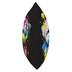 Maltese Puppy Designs Maltese Puppy Colorful Watercolor Splash Throw Pillow, 16x16, Multicolor