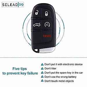 SELEAD Flip Key Fob 5 Buttons Keyless Entry Remote fit for 2011-2016 for Chrysler 300 for Dodge for Charger for Jeep for Grand for Cherokee Antitheft Keyless Entry Systems M3N32337100 1pc US Stock