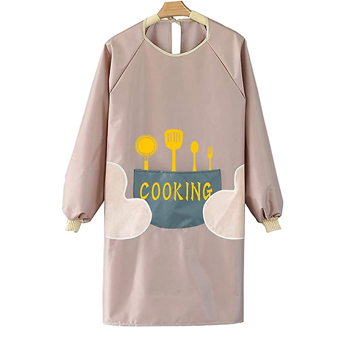 Kumquat Classic Fashion Aprons for Women Waterproof Oil Proof Long Sleeve Apron Smocks Overalls Adult for Home Furnishing Kitchen (Purple)