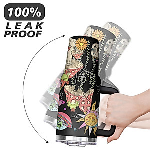 wxmbdzq 40 oz Mushroom Tumbler with Handle and Straw Lid,Leak Proof Travel Stainless Insulated Tumbler,Cup Holder Friendly,Perfect for Outdoor Travel Car and Sports