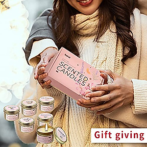 Baleid Flower Scented Candles Gift Set of 6 Pack Bulk, Natural Soy Wax 2.9 OZ Jar Portable Travel Small Tin for Men Women 7% Pure Grade Fragrance Essential Oils Stress Relief Aromatherapy Home Yoga
