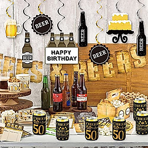 Beer Birthday Party Hanging Decorations, Cheers and Beers Happy Birthday Party Hanging Swirls Streams Ceiling Decorations for Men 30th 40th 50th Beer Birthday Party Decorations