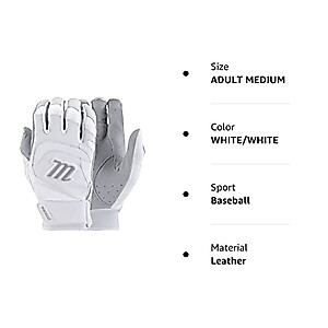 Marucci 2021 Adult Signature Batting Gloves, White/White, Adult Medium