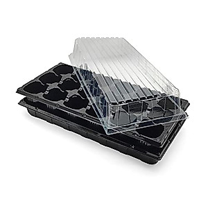 ZIRKA Seed Starter Tray with Dome Kit 5 Pack Heavy Duty Plant Germination Trays 18 Cells Propagation Tray 17.3x8x3 inch