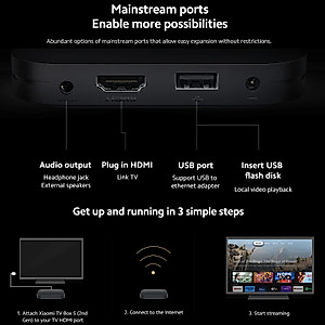 Xiaomi TV Box S (2nd Gen) 4K Ultra HD Streaming Media Player, Google TV Box with 2GB RAM 8GB ROM, 2.4G/5G Dual WiFi, Bluetooth 5.2 & Dolby Audio and DTS-HD, Dolby Vision, HDR10+