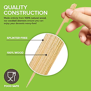 7" Inch Bamboo Skewers for Appetizers (200 Pack), Wooden Appetizer Skewers for Fruit Kabobs, Fancy Skewer Sticks for Parties, Cocktail & Martini Olive Skewers, Heavy Duty Bamboo Skewers for Kabobs