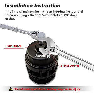 Apeixoto Oil Filter Wrench Cap Removal Tool Fits 64mm Cartridge Housing for Camry Rav4 HighLander Sienna Tundra with 2.5L-5.7L Engine
