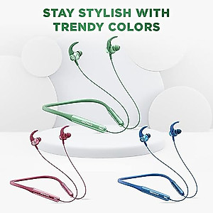 GIZMORE Giz Mn227 Bang Bluetooth Wireless 5.2 in Ear Neckband, Up to 40 Hrs Playtime, Dual Pairing, Touch Controls, Magnetic Smart Buds, Fast Caharge Neckband (Green)
