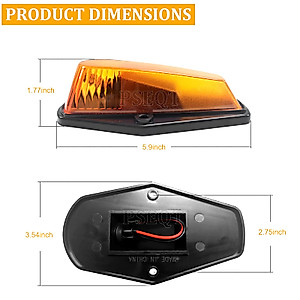 PSEQT 5Pcs Cab Roof Marker Lights Amber LED Top Clearance Marker Light Compatible with F150 F250 F350 1980-1997 Super Duty Pickup Trucks 12V Signal Running Lights with Amber Cover & T10 LED
