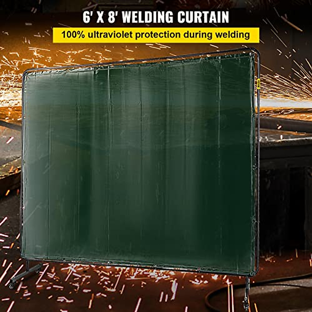 Vevor Welding Screen with Frame 8' x 6', Welding Curtain with 4 Wheels, Welding Protection Screen Green Flame-Resistant Vinyl, Portable Light-Proof Professional : Tools & Home Improvement