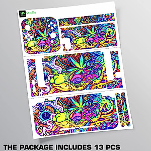 HK Studio Game Console Switch Skins - Hippie Game Console Switch Stickers with No Bubble, Waterproof - Game Console Switch Wrap Skin - Including Skin for Joy-Cons, Dock, Grip and Console
