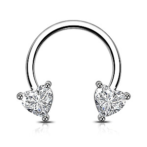 Jewseen Heart Septum Ring 16g Clear CZ Septum Jewelry Daith Piercing Jewelry Cartilage Earring Helix Piercing Jewelry Nose Ring Hoop Earring Conch Tragus Earring for Women Men