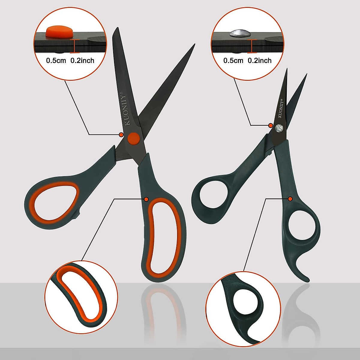 KUONIIY Scissors Set of 4,Pointed Sharp Titanium Scissors,Comfort-Grip Craft Scissors for Household Work School Office Supplies and Sewing