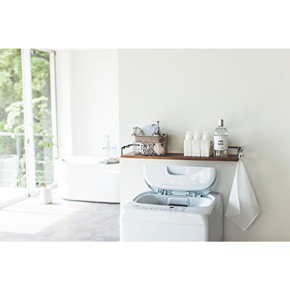 YAMAZAKI home Tower Wall-Mounted Wood Shelf Black