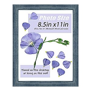 Frametory, 8.5x11 Picture Frame with Glass, Tabletop & Wall Horizontal or Vertical Display, 8 1/2 x 11 Photo Frame for Diploma, Documents (Blue, 1-Pack)