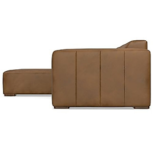 SIMPLIHOME Rex Left-Facing Modular Sectional Sofa in Full-Grain Genuine Leather, Caramel Brown, 122-inches Wide, Handcrafted Modern-Style 4-Seater L-Shaped Leather Couch with Left Chaise