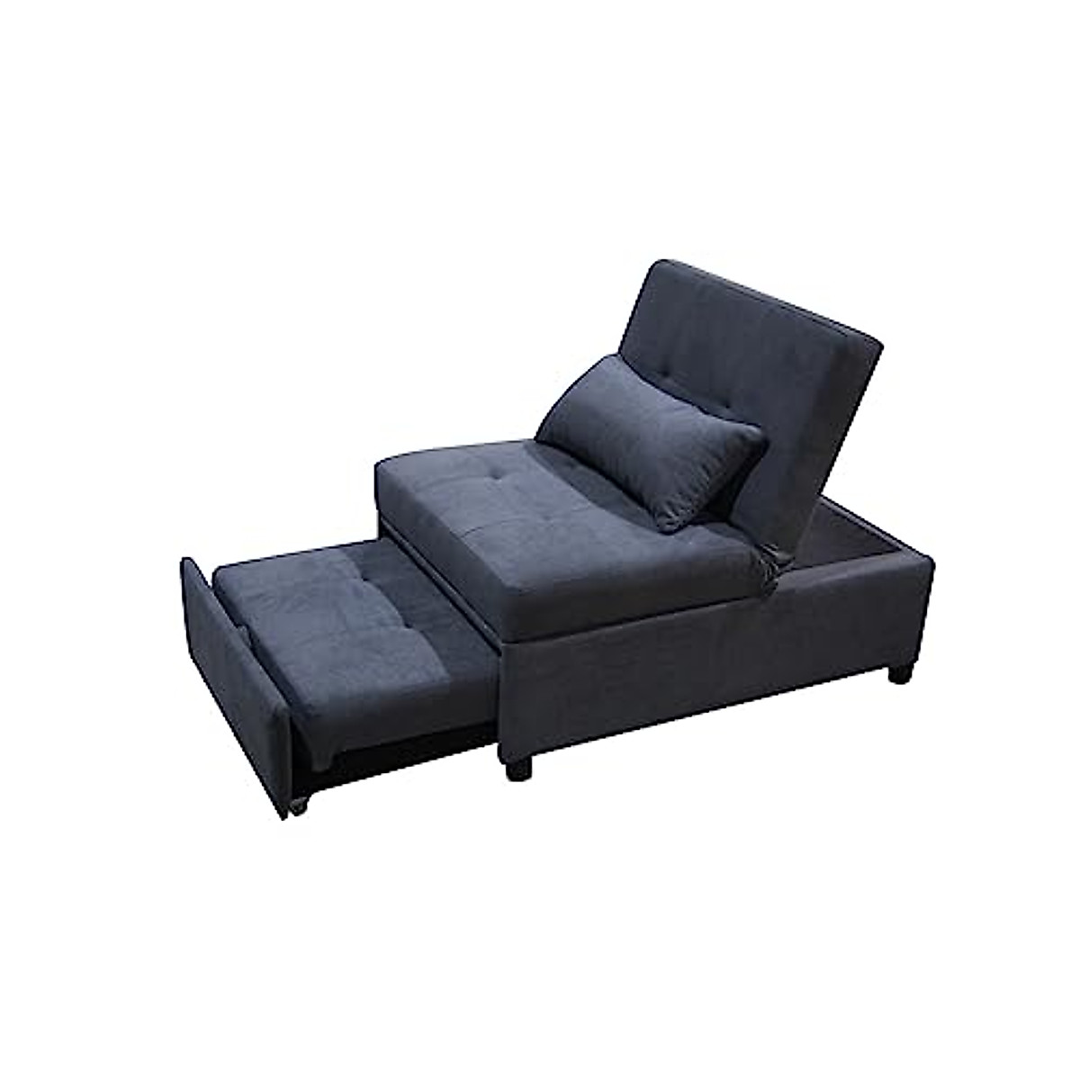 JINS&VICO Convertible Sleeper Sofa Bed, Pull Out Futon Sofa Bed with Adjustable Backrest and Pillow, 4 in 1 Folding Ottoman Single Lazy Sofa Chair for Living Room Office Studio Lounge, Dark Gray