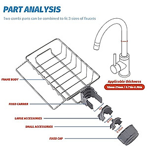 Quimoy Sponge Holder for Kitchen Sink,Sponge Holder Over Faucet Kitchen Sink Caddy Organizer, Faucet Drainage Shelf, Stainless Steel Detachable Hanging Faucet Drain Rack for Kitchen Bathroom