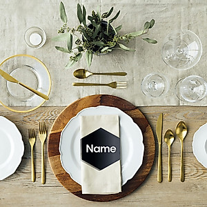 Reofrey 25Pcs Acrylic Sheets Black Hexagon Acrylic Place Cards for Wedding Party Table Special Seat Guest Blanks Handwritten Calligraphy Name Escort Card Signature Logo Signs DIY Label Banquet Decor