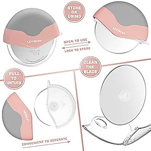 LEVINCHY Pizza Cutter Wheel, Pizza Slicer, Easy to Clean Detachable Pizza Slicer, Premium Spuer Sharp Stainless Steel, with Protective Blade Guard, Large Size, Pink