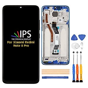 A-MIND for XiaoMi Redmi Note 8 Pro 6.53inchTouch Screen Digitizer LCD Display Assembly Replacement Kits,with Screen Protector+Tools (Blue with Frame)