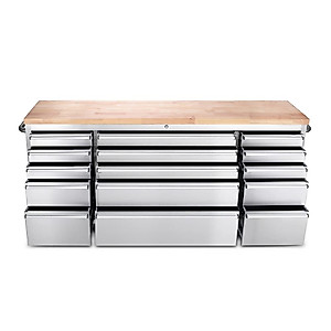 CT Copper Tailor 72-inch Tool Chest with 15 Drawers and Wheels, Mobile Garage Workbench Storage Tool Cabinet, Large Rolling Tool Box with Wood Top