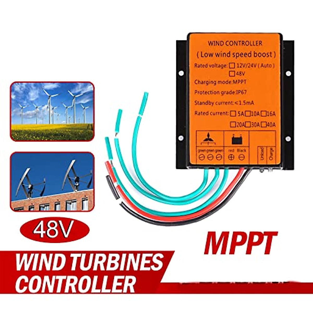 FEICHANGHAO Efficient 12000W Waterproof MPPT Charge Controller,DC12V24V 48V IP67 Wind Turbines Generator Battery Charge Controller Regulator,48v