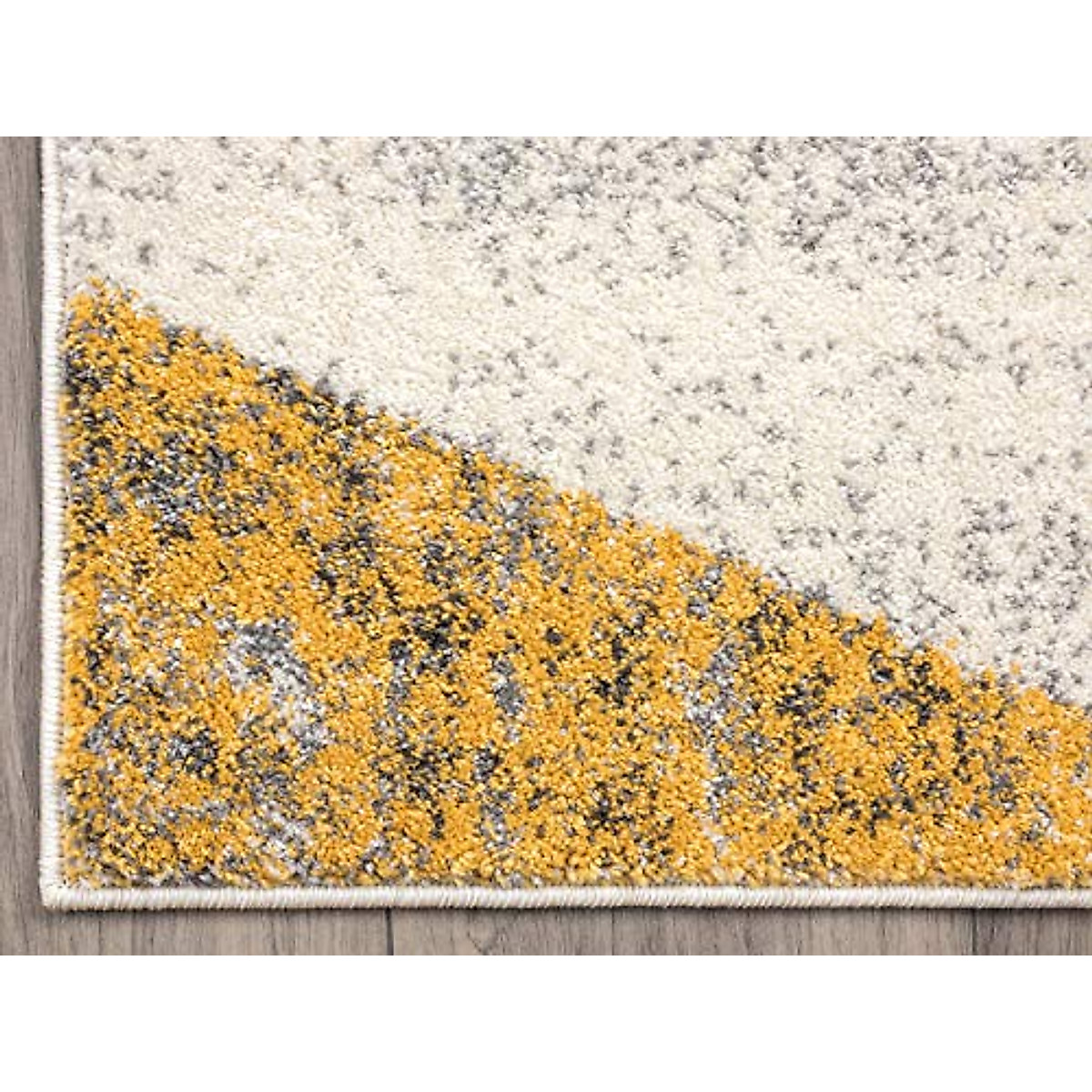 Abani Geometric Distressed Turkish Area Rug, Laguna Collection Grey & Yellow Modern Style 5' 3" x 7' 6" Accent Rug Rugs
