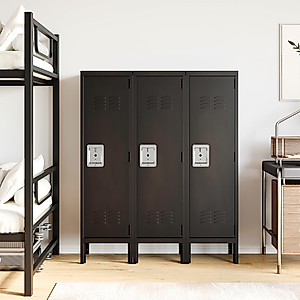 Anxxsu Metal Storage Locker, Lockable Employees Metal Locker with Door, 55" Height Steel Locker for Home, School, Office, Gym (Retro Black)