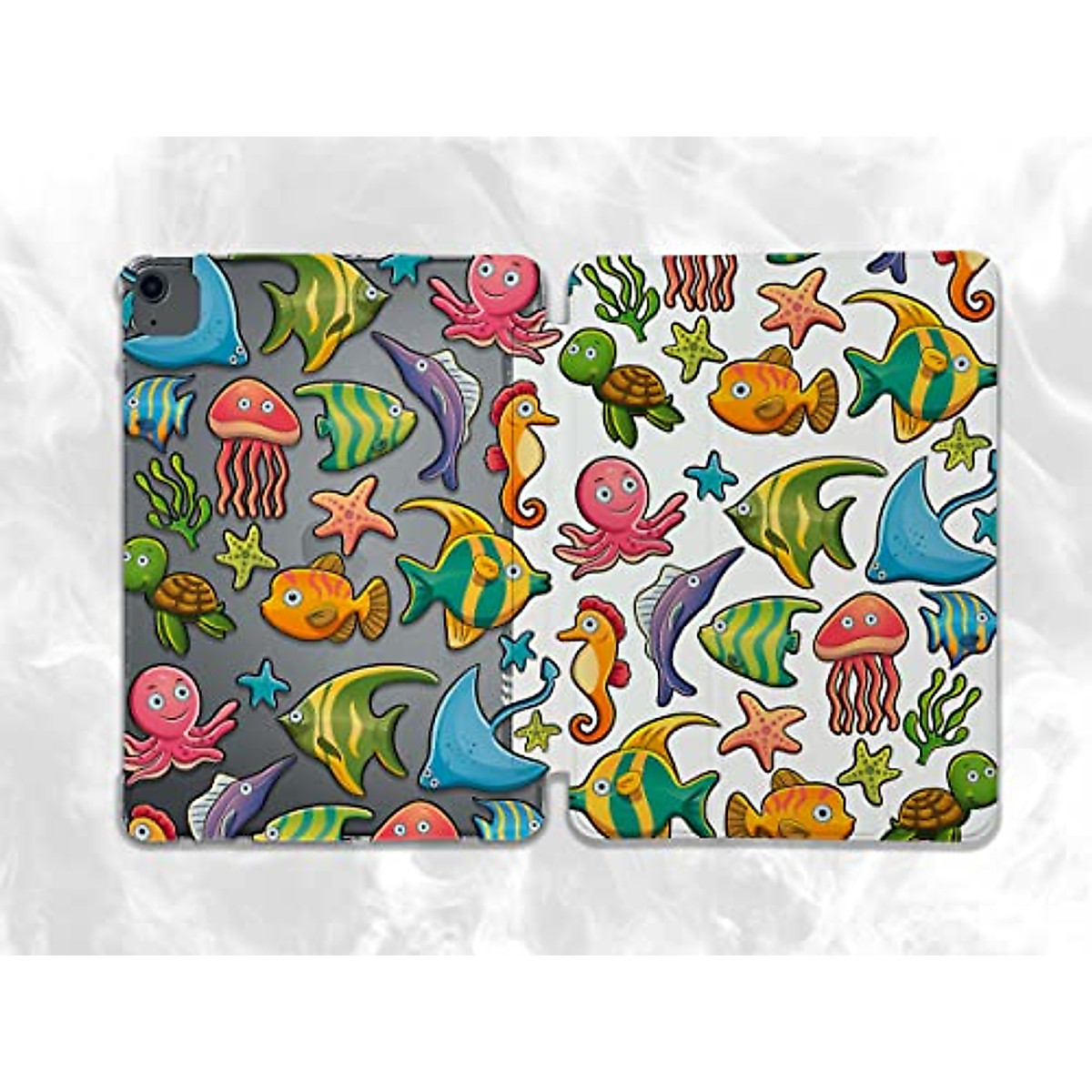 Cute Underwater World Ocean Fish case Compatible with iPad Mini Air Pro 7.9 8.3 9.7 10.2 10.9 11 12.9 inch Pattern Cover New 2022 2021 Trifold Stand 3 4 5 6 7 8 9 Generation 462 (10.2" 7/8/9 gen)