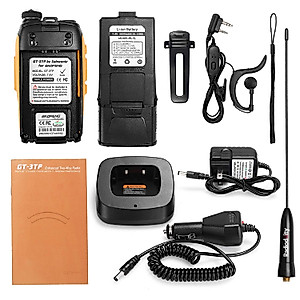 BAOFENG GT-3TP 3800mAh 8W High Power Two Way Radio, Long Range Walkie Talkie for Adults, Extended Rechargeable 3800mAh Li-ion Battery, with Earpiece and Car Charger