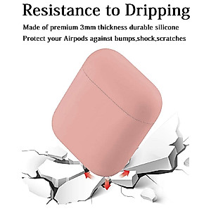 Airpods Case No Keychain,AirPods Case Cover,Full Protective Silicone AirPods Accessories Skin Cover,Compatible with Airpods 1 & 2 Case,Front LED Visible,Supports Wireless Charging(Pink)