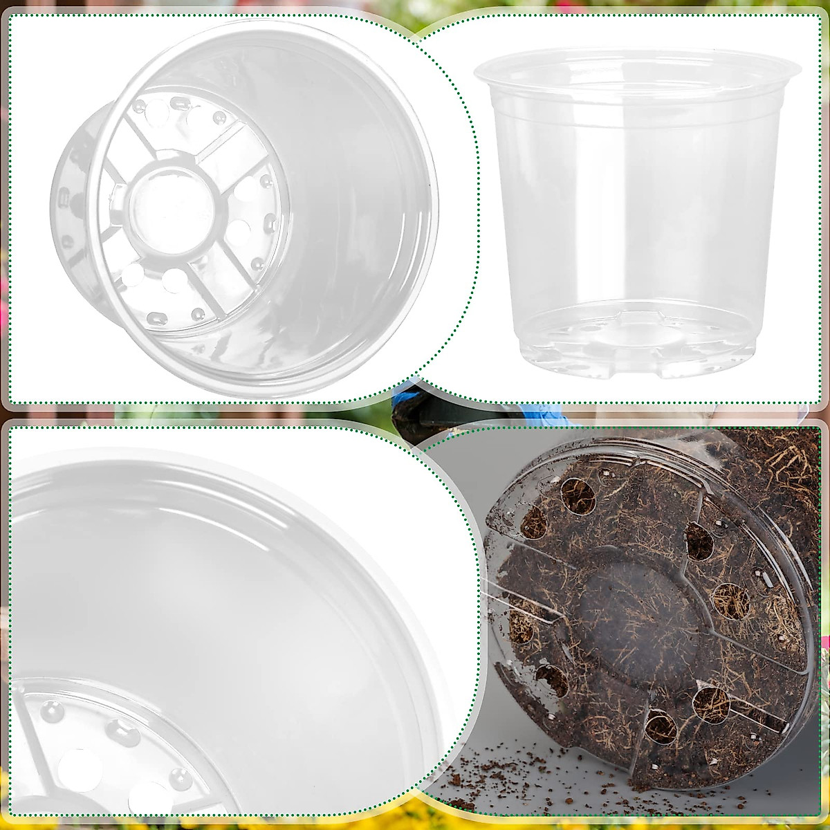 OUPSAUI 6/5/3.5 Inch Clear Nursery Pots with Drainage Holes, 30 Pack Nursery Pots Variety Pack, Durable Transparent Plastic Pots for Plants, Seed Starter Pots, Garden Flower Orchid Pots