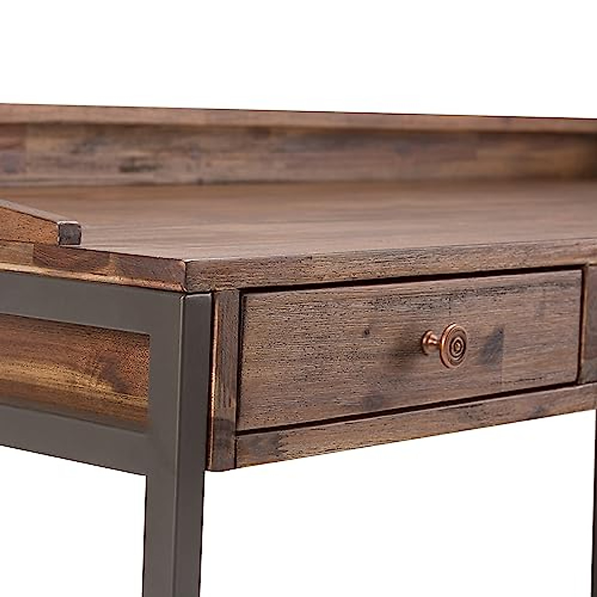 SIMPLIHOME Ralston SOLID ACACIA WOOD Modern Industrial 60 Inch Wide Writing Office Desk in Rustic Natural Aged Brown, For the Office Desk, Writing Table, Workstation and Study Table