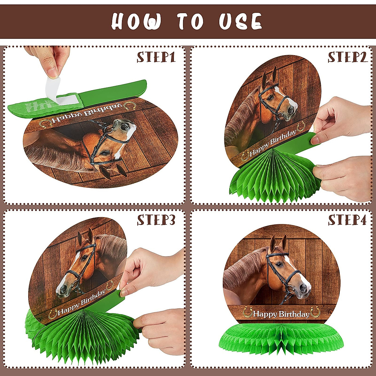 29 Pieces Horse Party Decorations Horse Birthday Banners Horse Hanging Swirls Hanging Cards Cupcake Toppers Honeycomb Centerpiece for Birthday Party Supplies