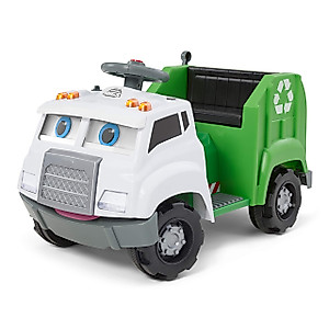 Kid Trax Real Rigs Toddler Recycling Truck Interactive Ride On Toy, Kids Ages 1.5-4 Years, 6 Volt Battery and Charger, Sound Effects, 9 Recycling Accessories Included,Green