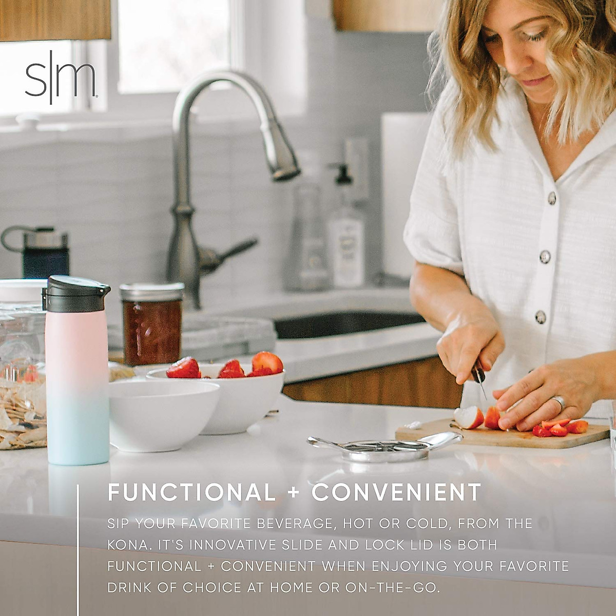 Simple Modern Insulated Thermos Travel Coffee Mug with Snap Flip Lid | Leakproof Reusable Stainless Steel Tumbler Cup | Gifts for Women Men Him Her | Kona Collection | 16oz | Riptide