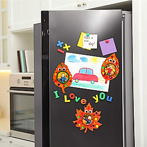 Winlyn 20 Sets Fall Crafts Kits Fall Crafts DIY Fall Leaf Shaped Picture Frames Ornaments Decorations Art Sets Foam Stickers Arts and Crafts for Kids Halloween Thanksgiving School Classroom Activities