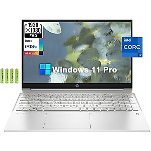 HP Pavilion 15 15.6" Full HD Business Laptop[Windows 11 Pro], 10-Core 13th Gen Intel i7-1355U (up to 5.0 GHz), 32GB RAM, 1TB PCIe SSD, Intel Iris Xe Graphics, Numeric Pad, Wi-Fi 6, HDMI, w/Battery