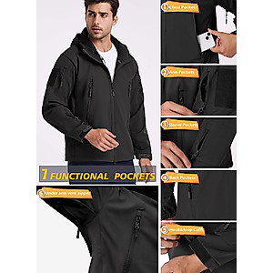 ReFire Gear Men's Army Special Ops Military Tactical Jacket Softshell Fleece Hooded Outdoor Coat, Black, US Large which is equal to Asian XL
