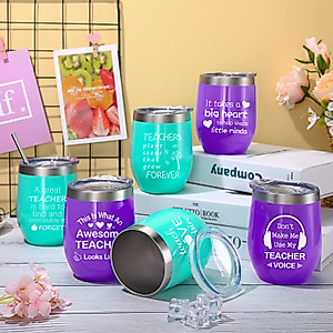 Honeydak Teacher Appreciation Gifts, Gifts Thank You, Coffee Mug for Teachers, Tumbler with Straws Lids and Brushes Graduation Educators Birthday Christmas Gift, 12 OZ (Purple, Rose Gold)