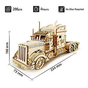 ROKR 3D Wooden Puzzle-Mechanical Car Model-Self Building Vehicle Kits-Brain Teaser Toys-Best Gift for Adults and Kids on Birthday/Christmas Day (Heavy Truck)