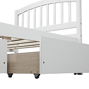 Harper & Bright Designs Twin Bed Frame with Drawers, Wooden, White