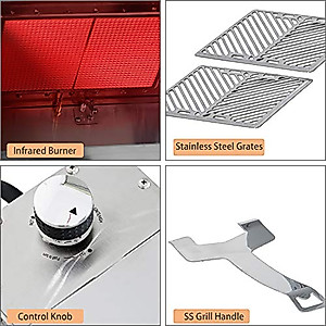 BIG HORN OUTDOORS Portable Infrared Broiler Propane Gas Grill, 1500 Degree Stainless Steel Tabletop Quick Cooking Steak Grill for Meat, Seafood, Veggies