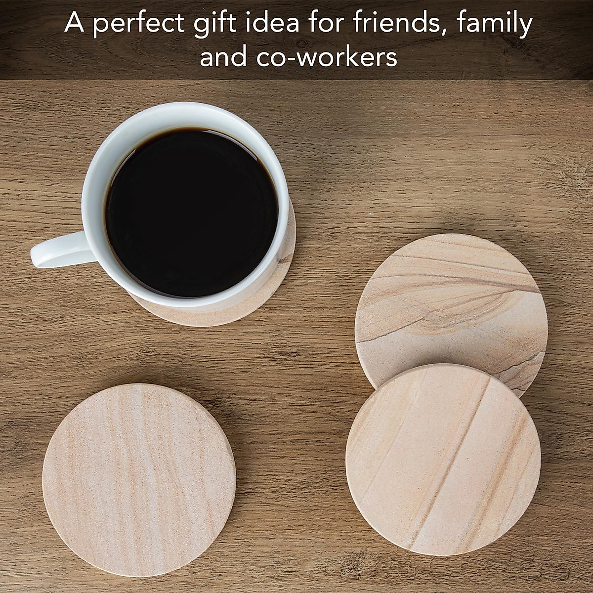 Thirstystone Brand - Desert Sand Coaster, Multicolor All Natural Sandstone - Durable Stone with Varying Patterns, Every Coaster Is An Original 4 inch round