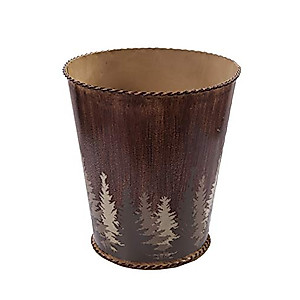 Paseo Road by HiEnd Accents | Clearwater Pines Rustic Bathroom Metal Waste Basket, Forest Pine Tree Cabin Theme Bath Accessories