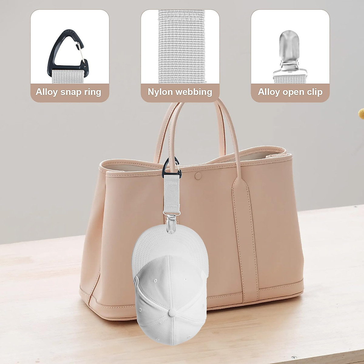 6 Pcs Hat Clip for Travel Hat Clips for Travel on Bag, Hat Holder for Purse, Hands-Free Elastic Hat Clip for Bag Handbag Backpack Luggage Traveling, Outdoor Travel Bag Accessory for Women Men